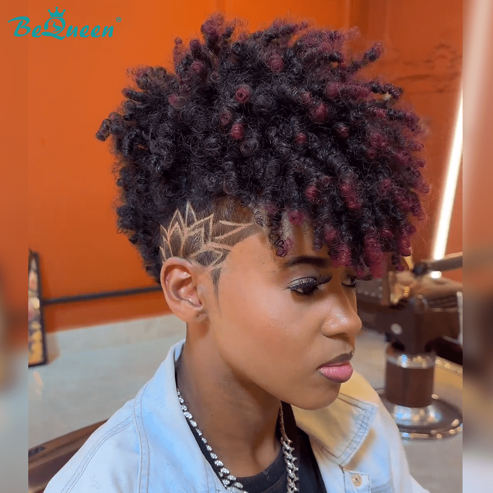 Bequeen Black And Purple Curly Mohawk Style (Not A Wig) – BeQueen Wig