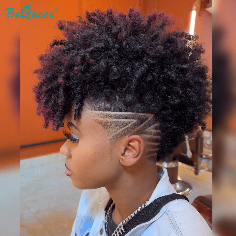 Bequeen Black And Purple Curly Mohawk Style (Not A Wig) – BeQueen Wig