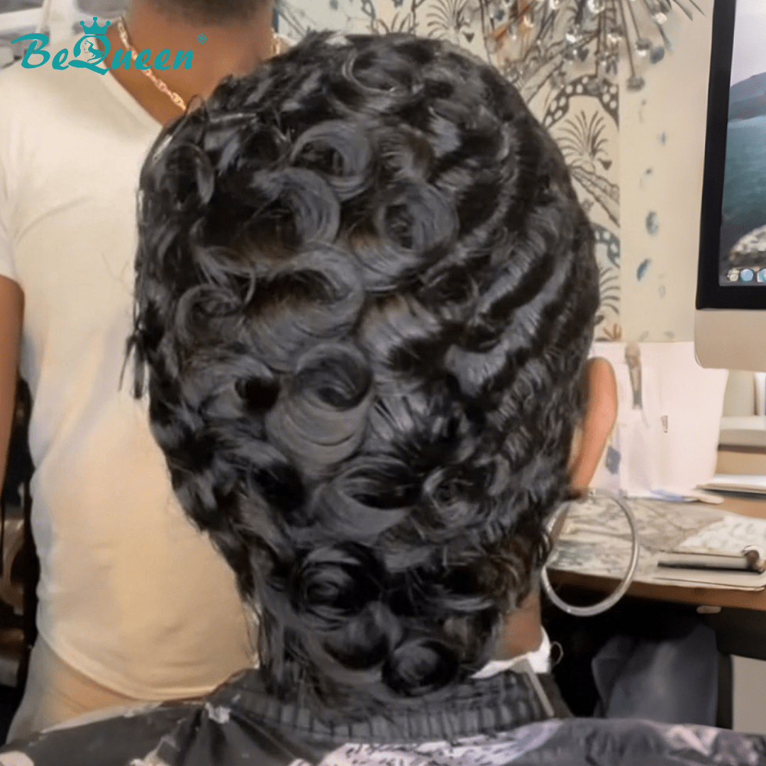 Bequeen Closure Highlight Wavy Pixie Wig – BeQueen Wig