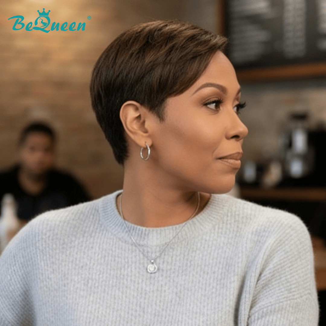 Bequeen Dark Brown Short Cut Special Made Pixie Wig – BeQueen Wig