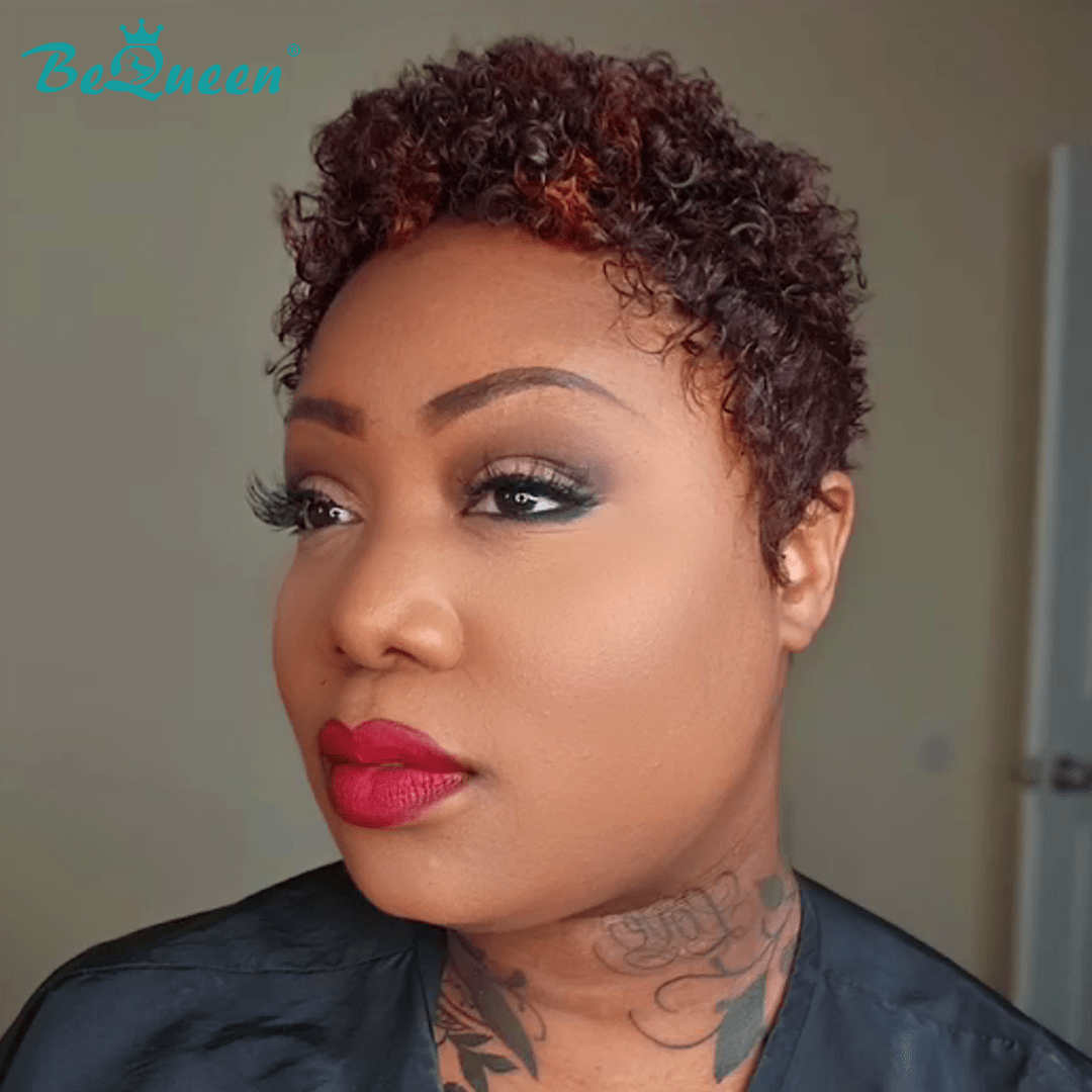 Bequeen Highlight Curly Pixie Cut Lace Wig – BeQueen Wig