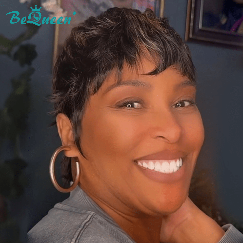 Bequeen Pixie Cut Brown Color Machine Made Wig – BeQueen Wig