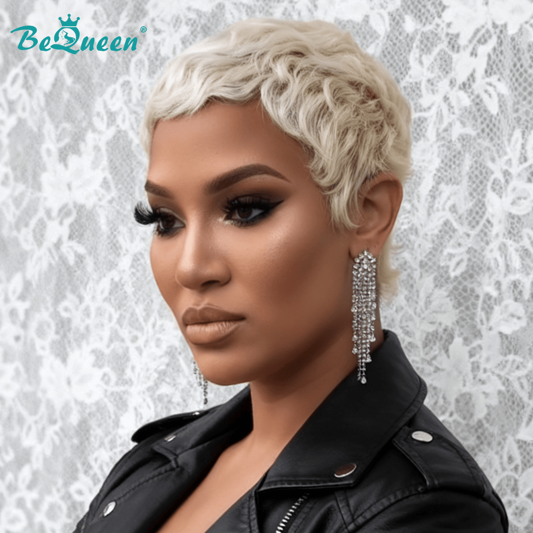 Bequeen Platinum Short Cut Special Wave Pixie Wig – BeQueen Wig