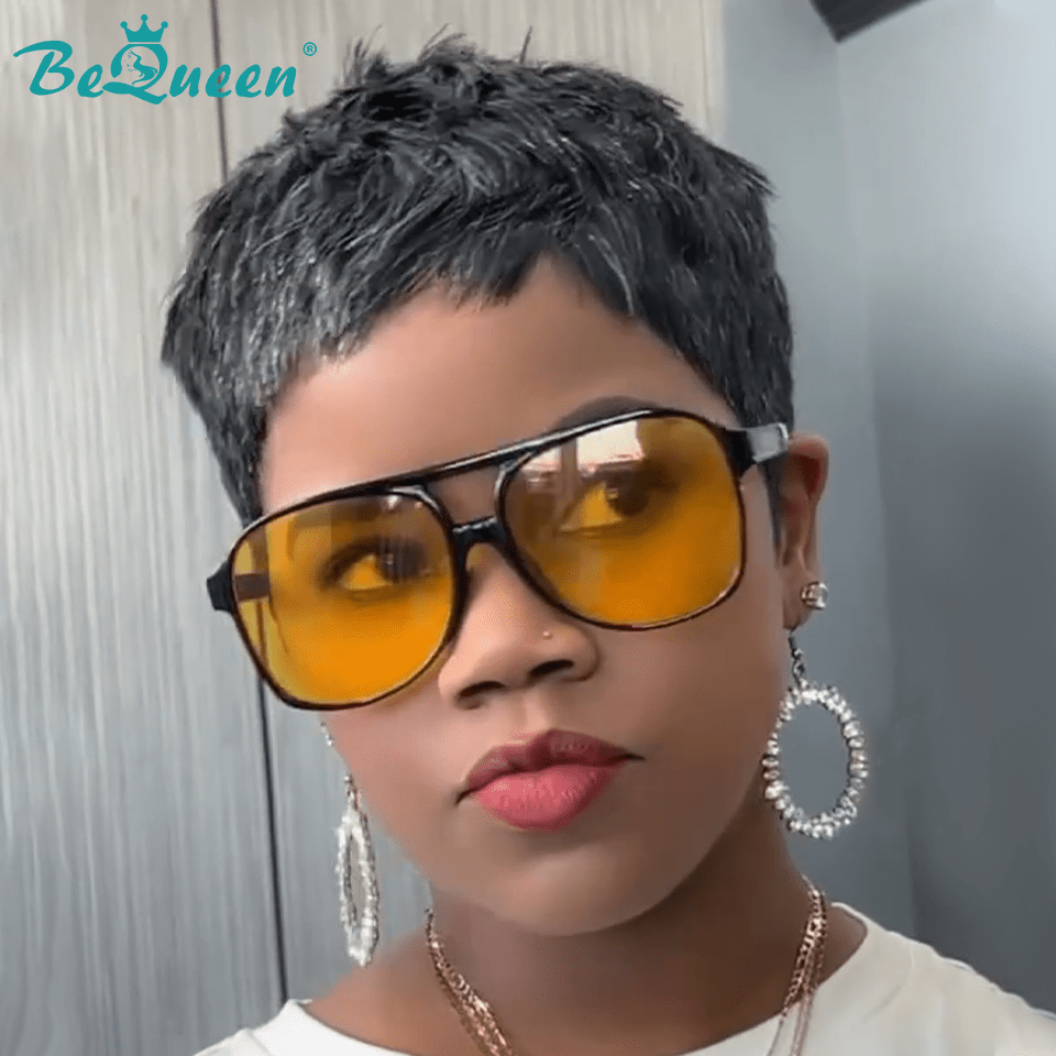 Bequeen Salt And Pepper Pixie Wig – BeQueen Wig
