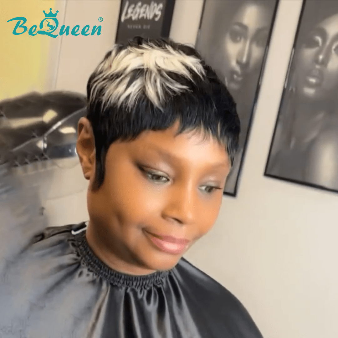 Bequeen White Part Machine Made Short Pixie Wig – BeQueen Wig Bequeen White Part Machine Made Short Pixie Wig – BeQueen Wig