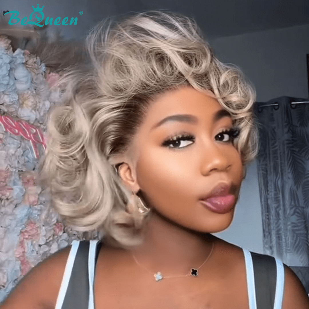 Bequeen Ash Silver Waves Short Bob Wig – BeQueen Wig