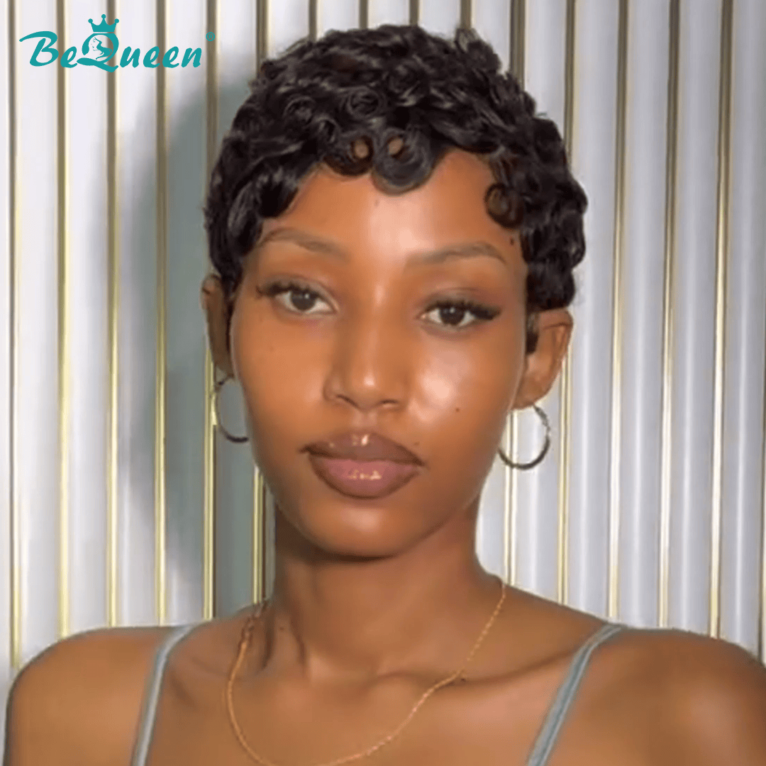 Bequeen Sunset Orange Color Finger Wave Pixie Wig – BeQueen Wig