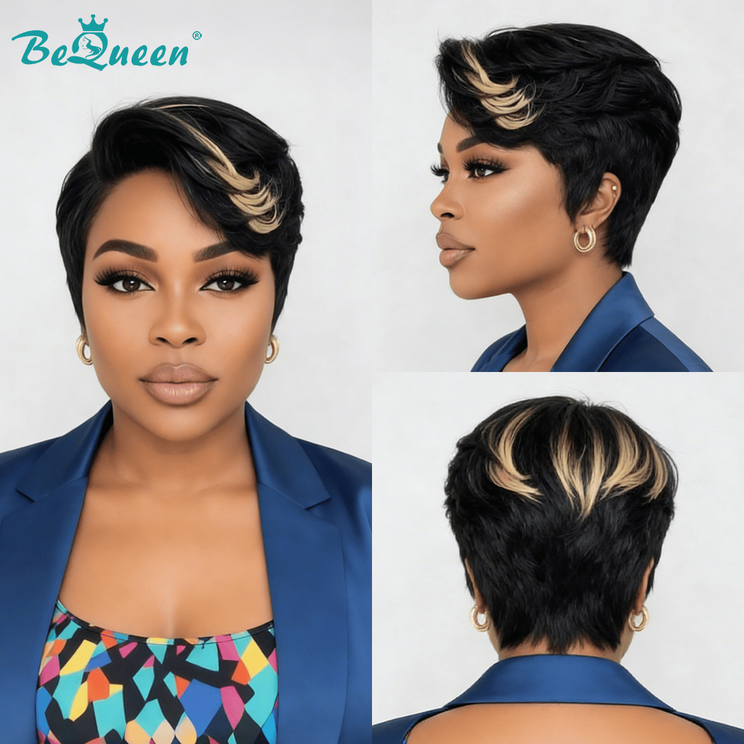 Bequeen Highlight Blonde Side Part Natural Frontal Lace Wig – BeQueen Wig