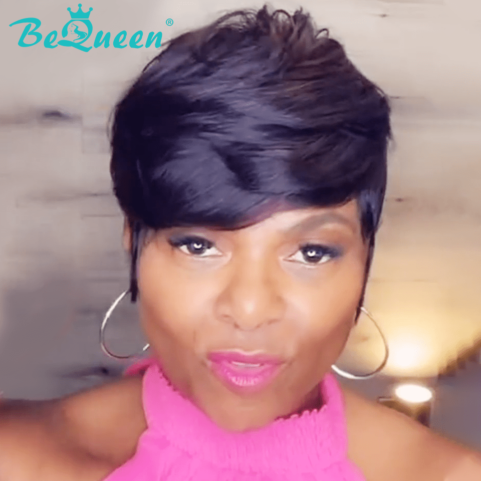 Bequeen Red Highlight Machine Made Short Cut Fashion Wig – BeQueen Wig