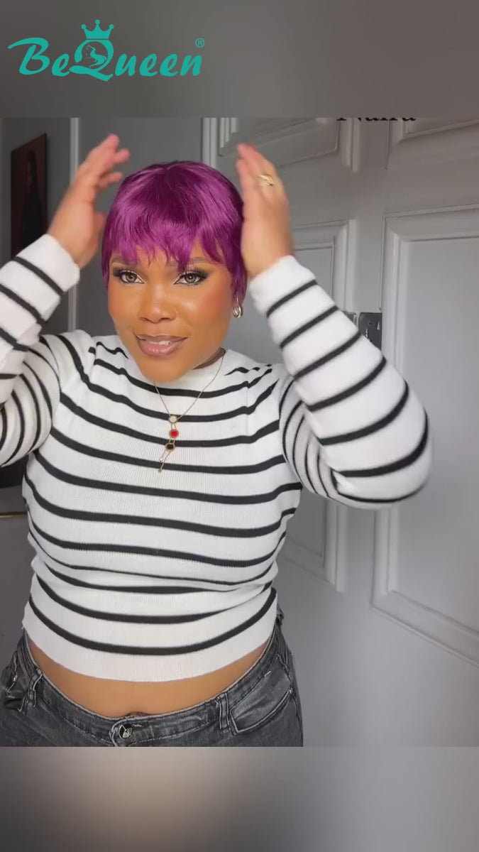 Bequeen Pixie Cut Light Purple Machine Made Wig – BeQueen Wig