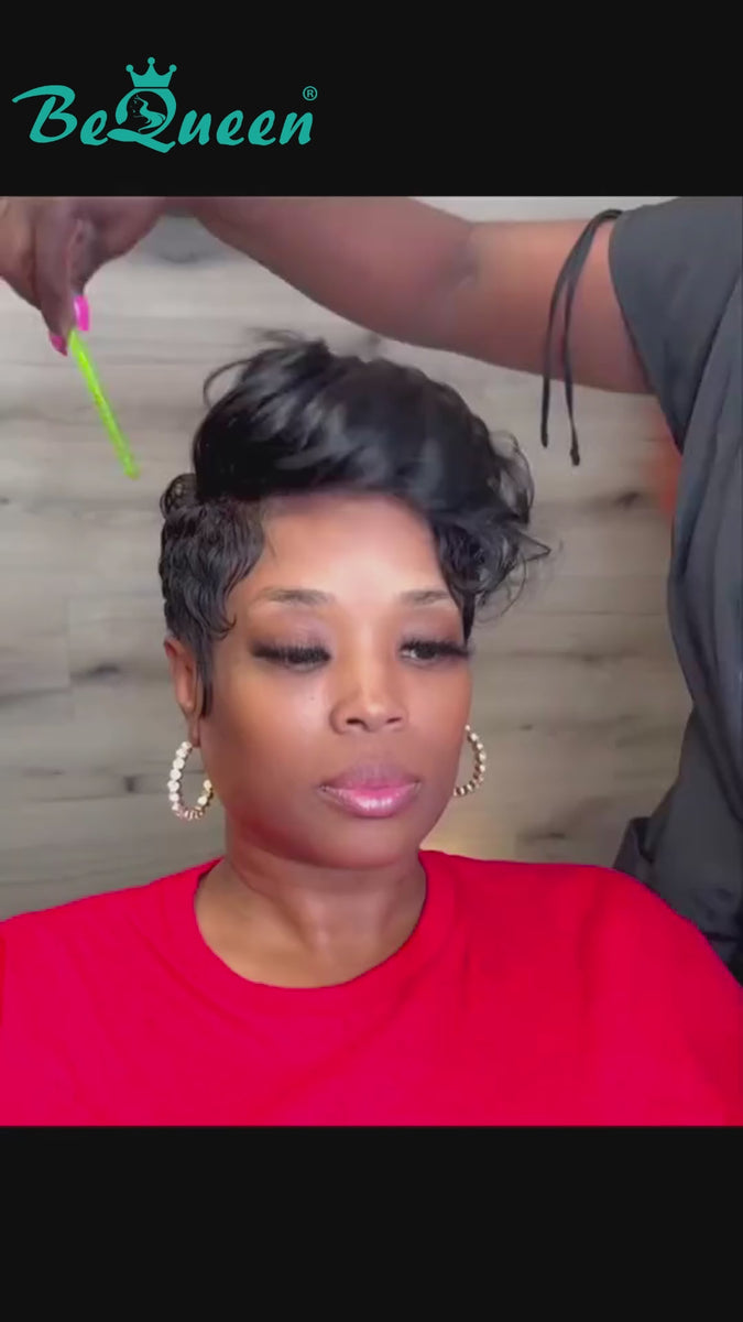 Bequeen Side Part Fasion Pixie Cut Sexy Wave Lace Wig – BeQueen Wig